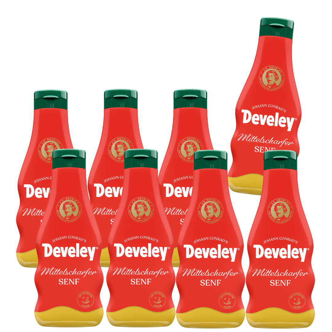 Develey Senf Mittelscharf im 8er Pack – Mit frisch vermahlenen ...